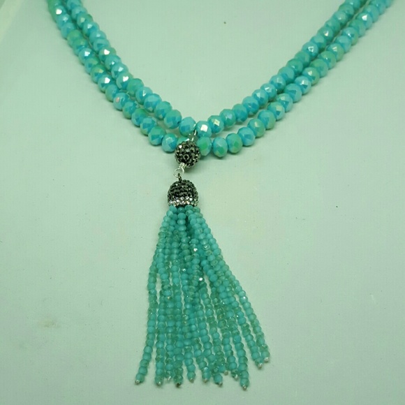 Jewelry | Doublestrand Firepolished Turquoise Crystal Neck | Poshmark